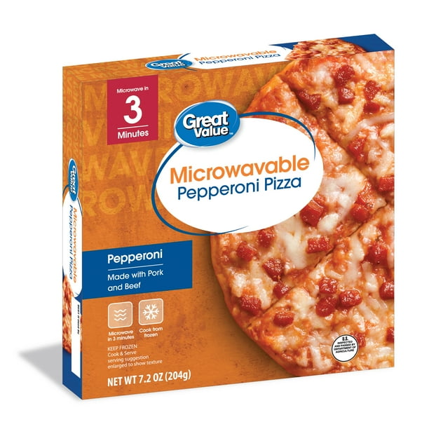 Great Value Microwavable Thin Crust Pepperoni Pizza, 7.2 oz (Frozen ...