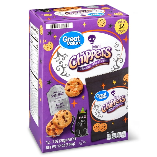 Great Value Mini Chippers Chocolate Chip Cookies, 1 oz, 12 Count ...