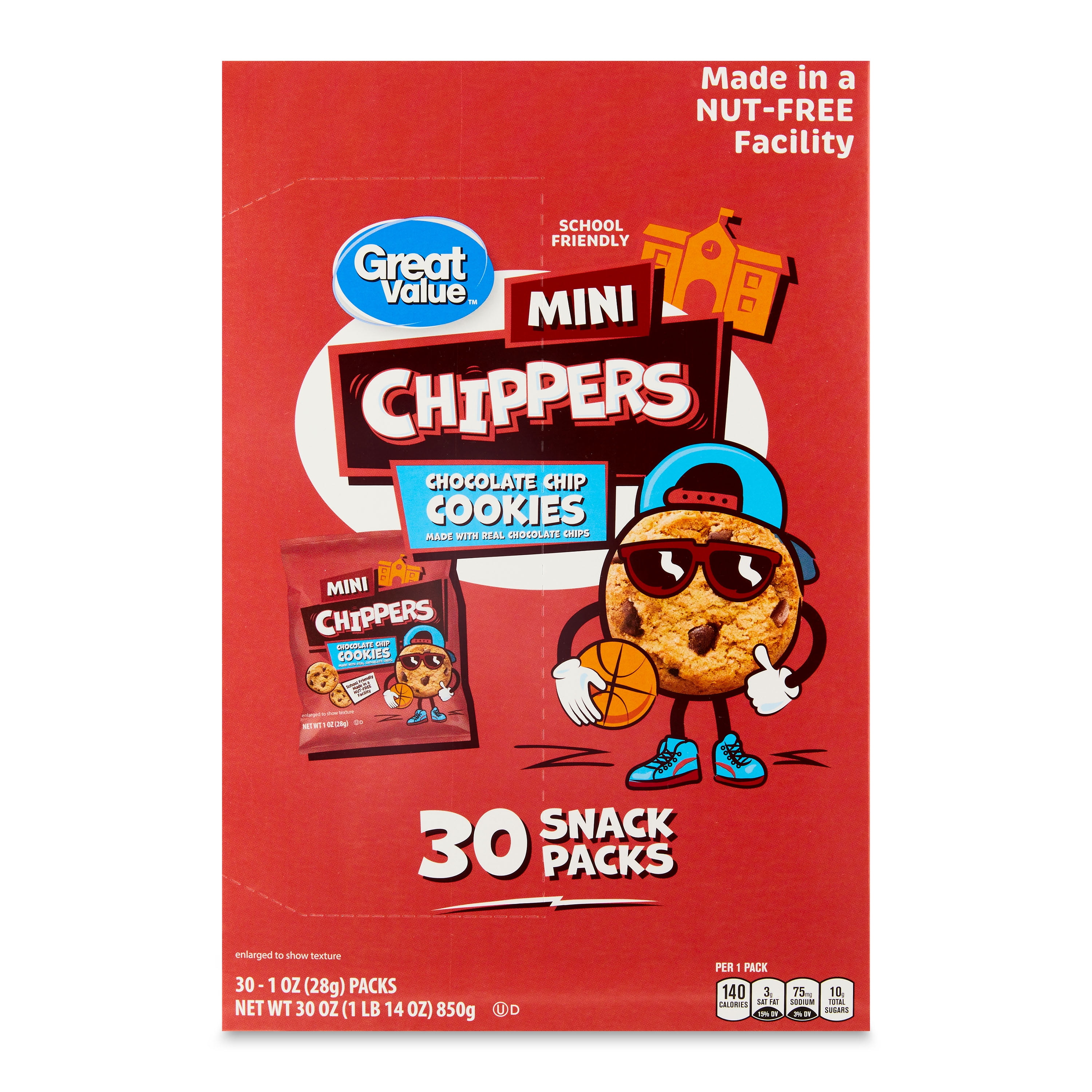 Great Value Mini Chippers Cookies, 1 oz, 30 Snack Packs - Walmart.com