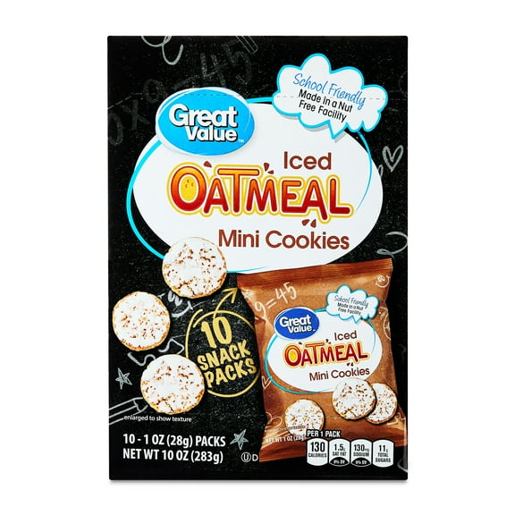 Great Value Iced Oatmeal Cookies 18oz Family Pack with Crunchy Oats and ...