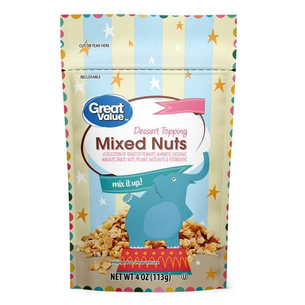 Great Value Mixed Nuts Dessert Topping, 4 oz - Walmart Business Supplies
