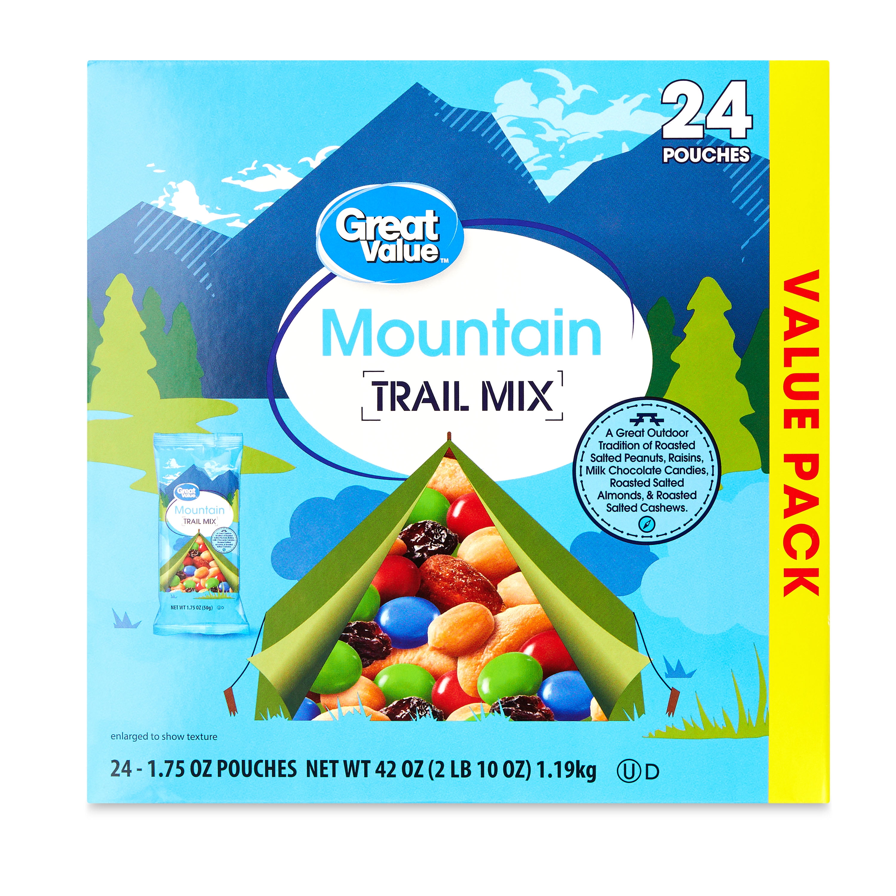 Great Value Mountain Trail Mix, 1.75 oz, 24 Count - Walmart.com