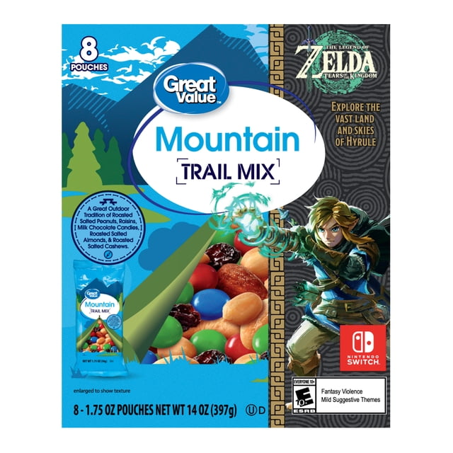 Great Value Mountain Trail Mix, 1.75 oz, 8 Count - Walmart.com