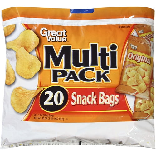 Great Value Multi Pack Potato Chips Snack Bags, 20 Count - Walmart.com