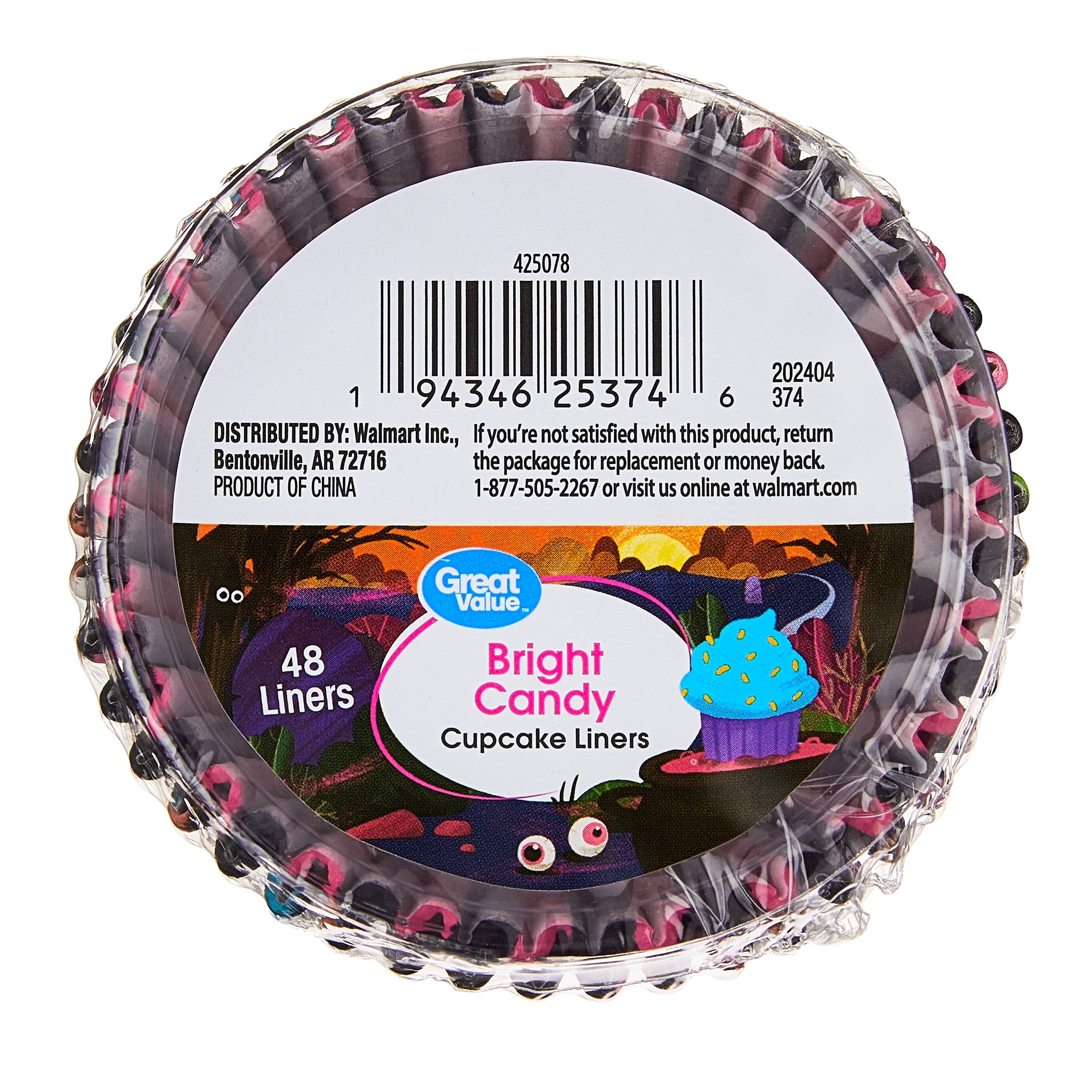 Great Value Multicolor Bright Candy Cupcake Liners, 48 Count - Walmart.com