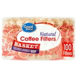 Great Value Natural Basket Coffee Filters 100 Count, Unbleached ...