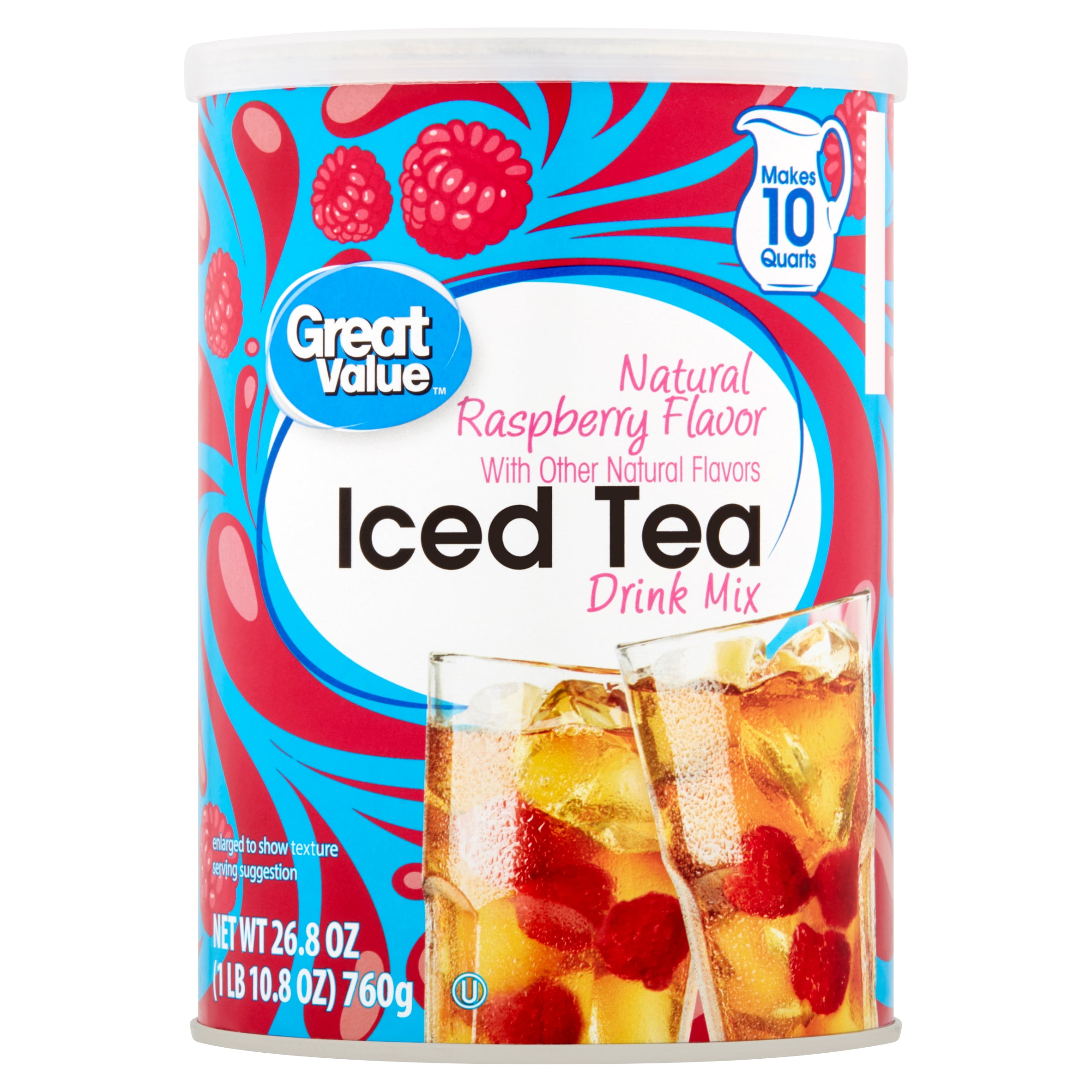 Great Value Natural Raspberry Flavor Iced Tea Drink Mix, 26.8 oz ...