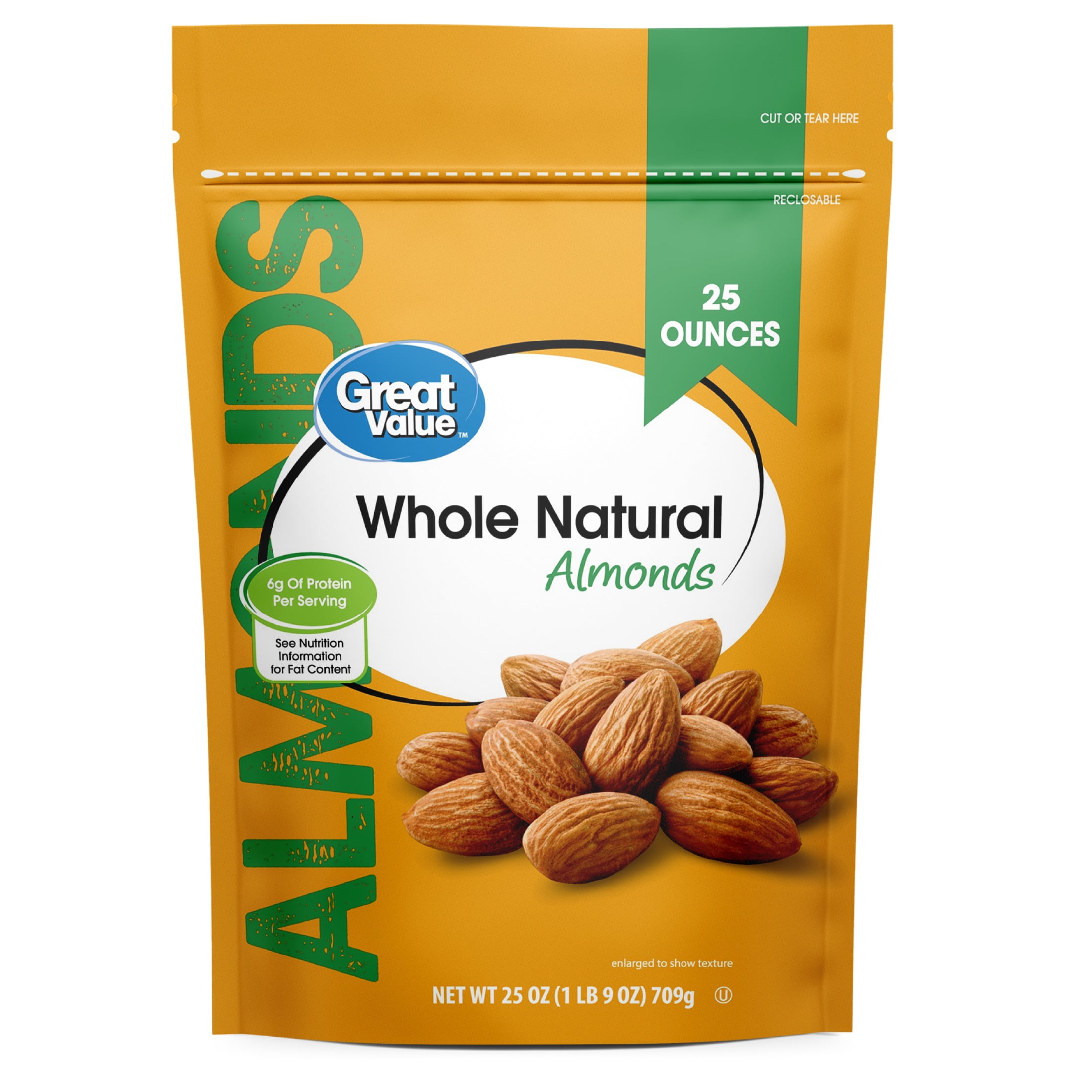 Great Value Natural Whole Almonds, 25 oz - Walmart.com