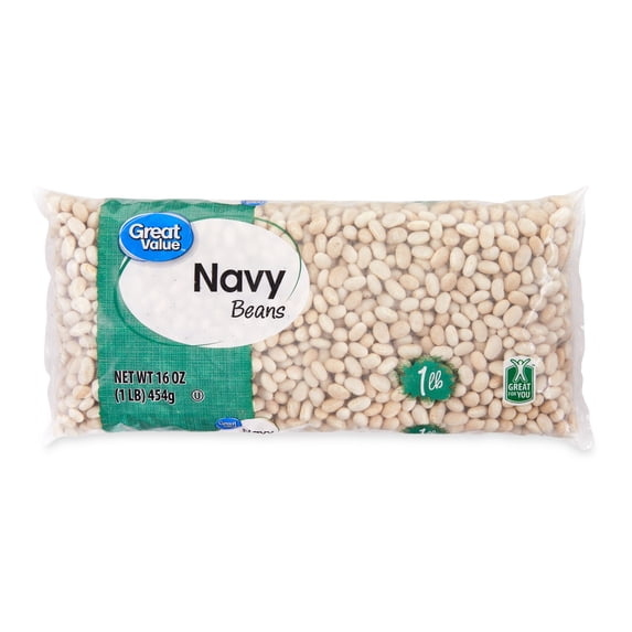 Great Value Navy Beans, 1 lb dried beans rich in protein, fiber ...