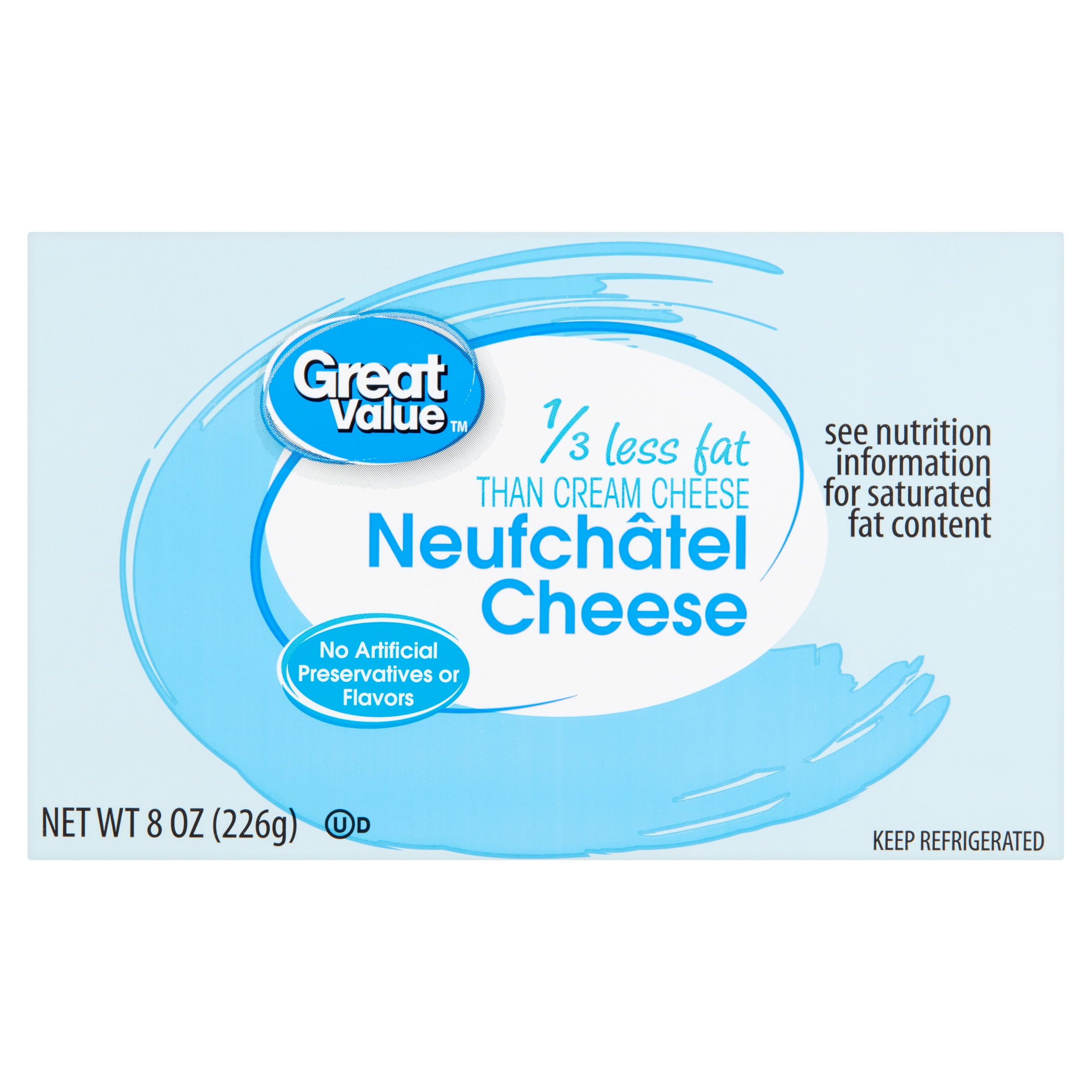 Great Value Neufchatel Cheese 8 oz Brick, Creamy Spread for Dips and ...
