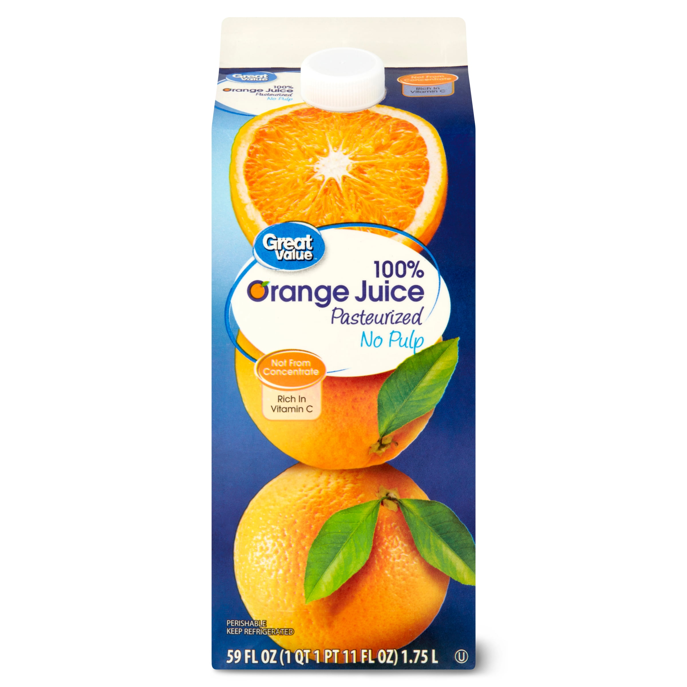 Great Value No Pulp 100% Pure Orange Juice, 59 fl oz - Walmart.com