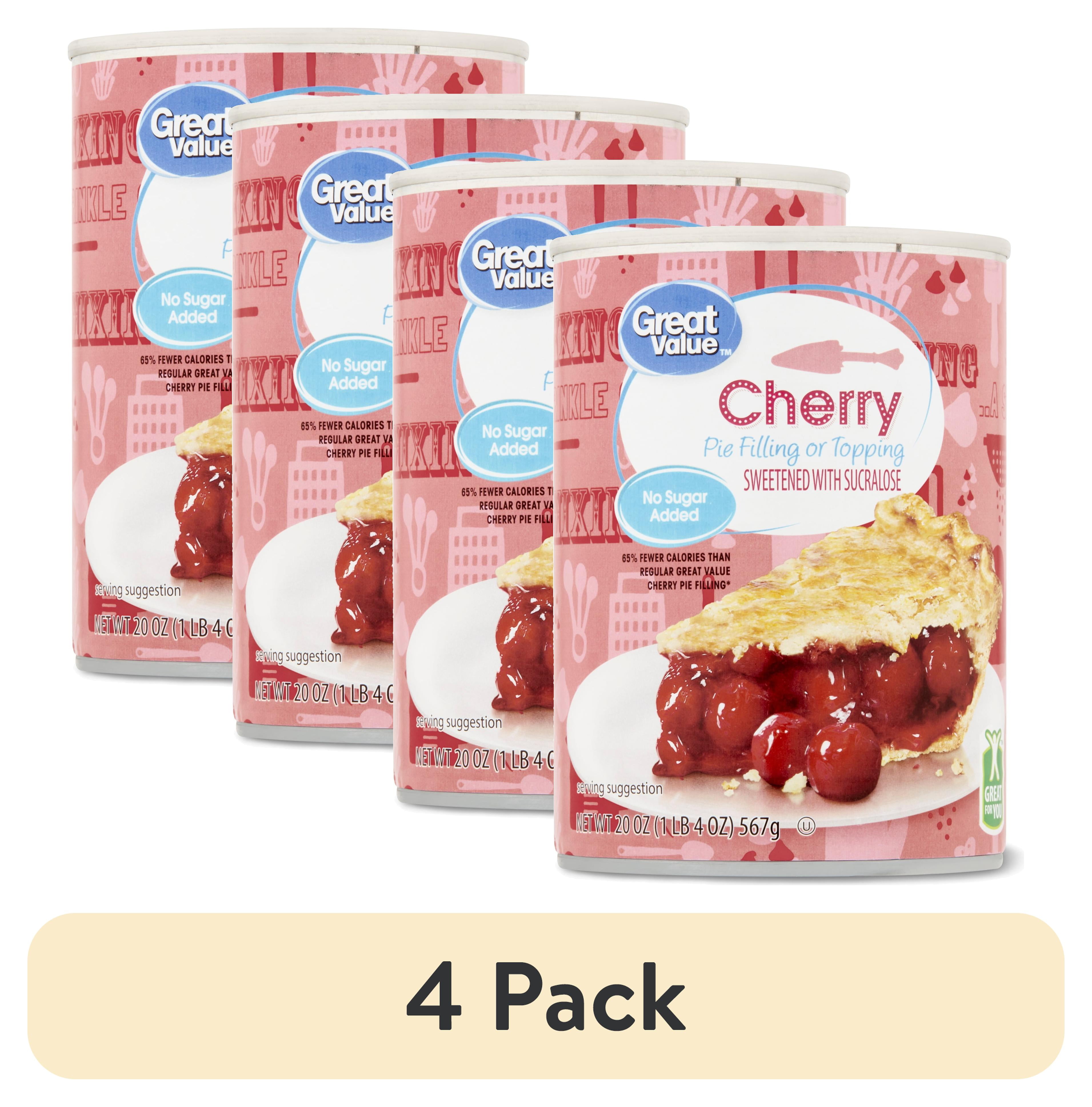 (4 pack) Great Value No Sugar Added Cherry Pie Filling or Topping, 20 ...