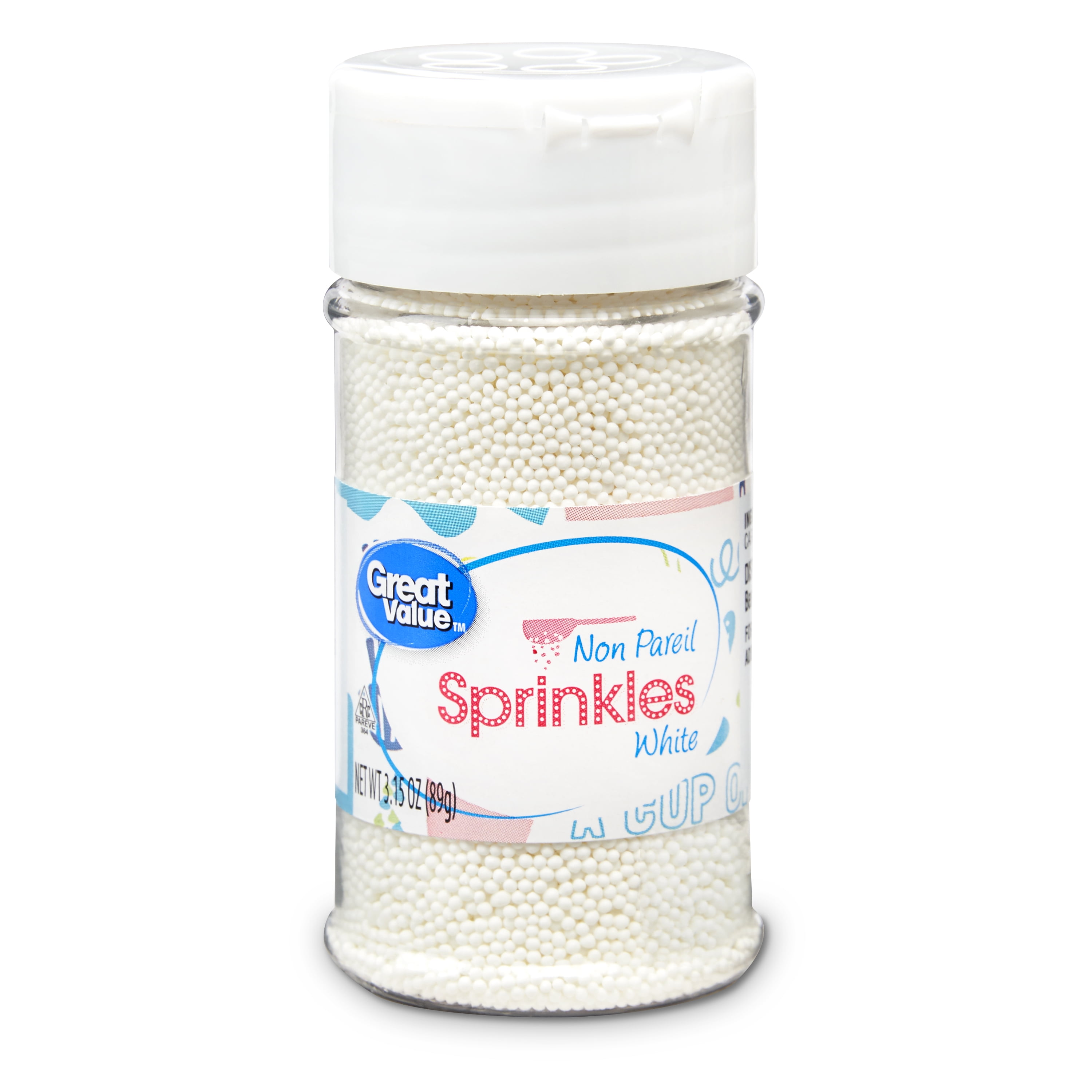 Great Value Non Pareil Sprinkles, White, 3.15 oz - Walmart.com
