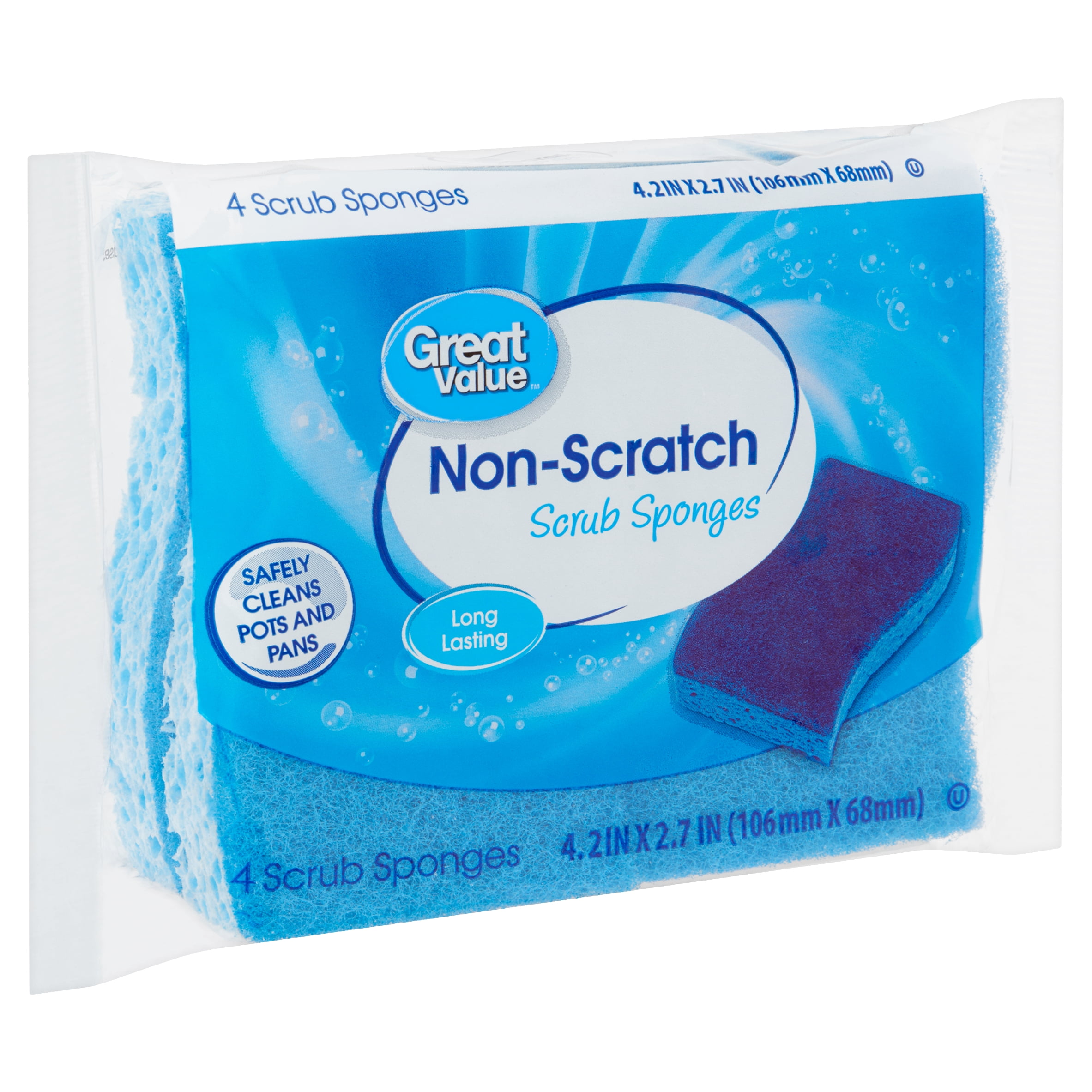 Great Value Non-Scratch Scrub Sponges, 4 Count - Walmart.com