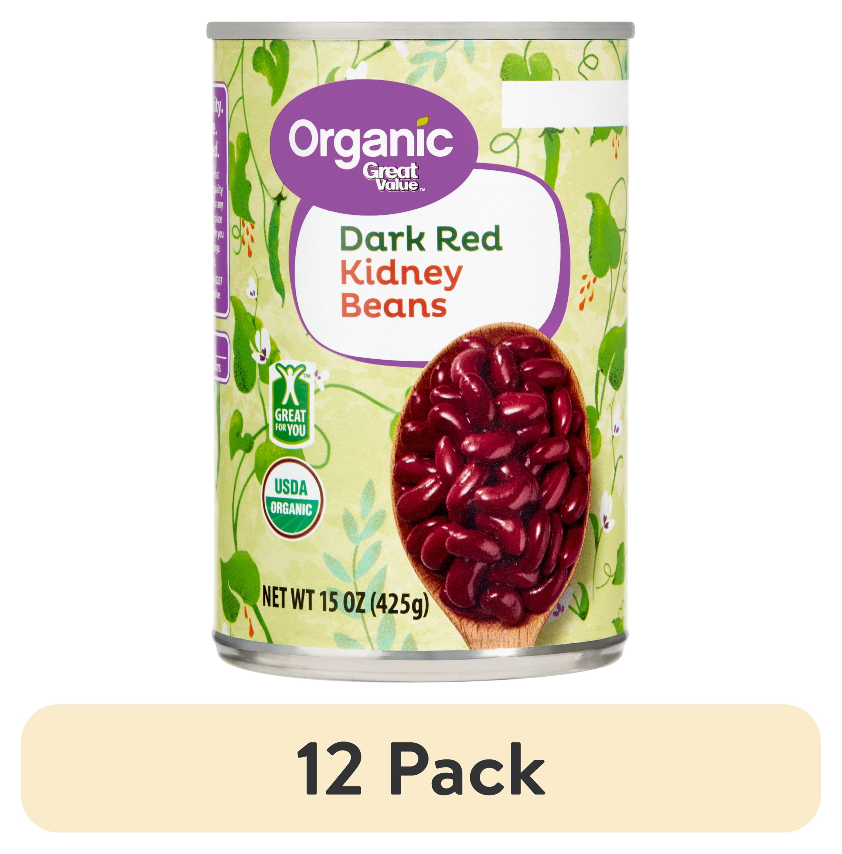 (12 pack) Great Value Organic Dark Red Kidney Beans, 15 oz - Walmart.com