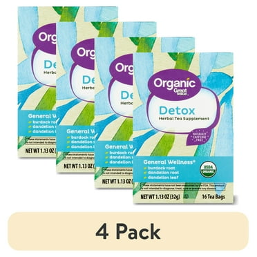 (4 pack) Great Value Organic Cleanse Tea Bags, 1.13 oz, 16 Ct - Walmart.com