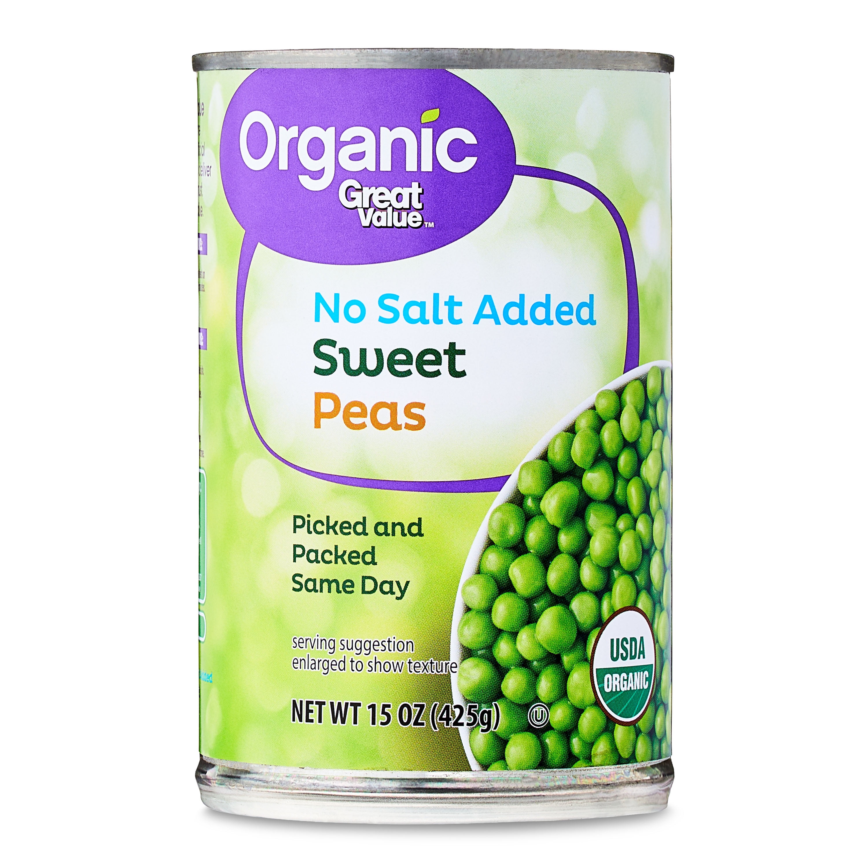 Great Value Organic Sweet Peas No Salt Added, 15 oz - Walmart.com