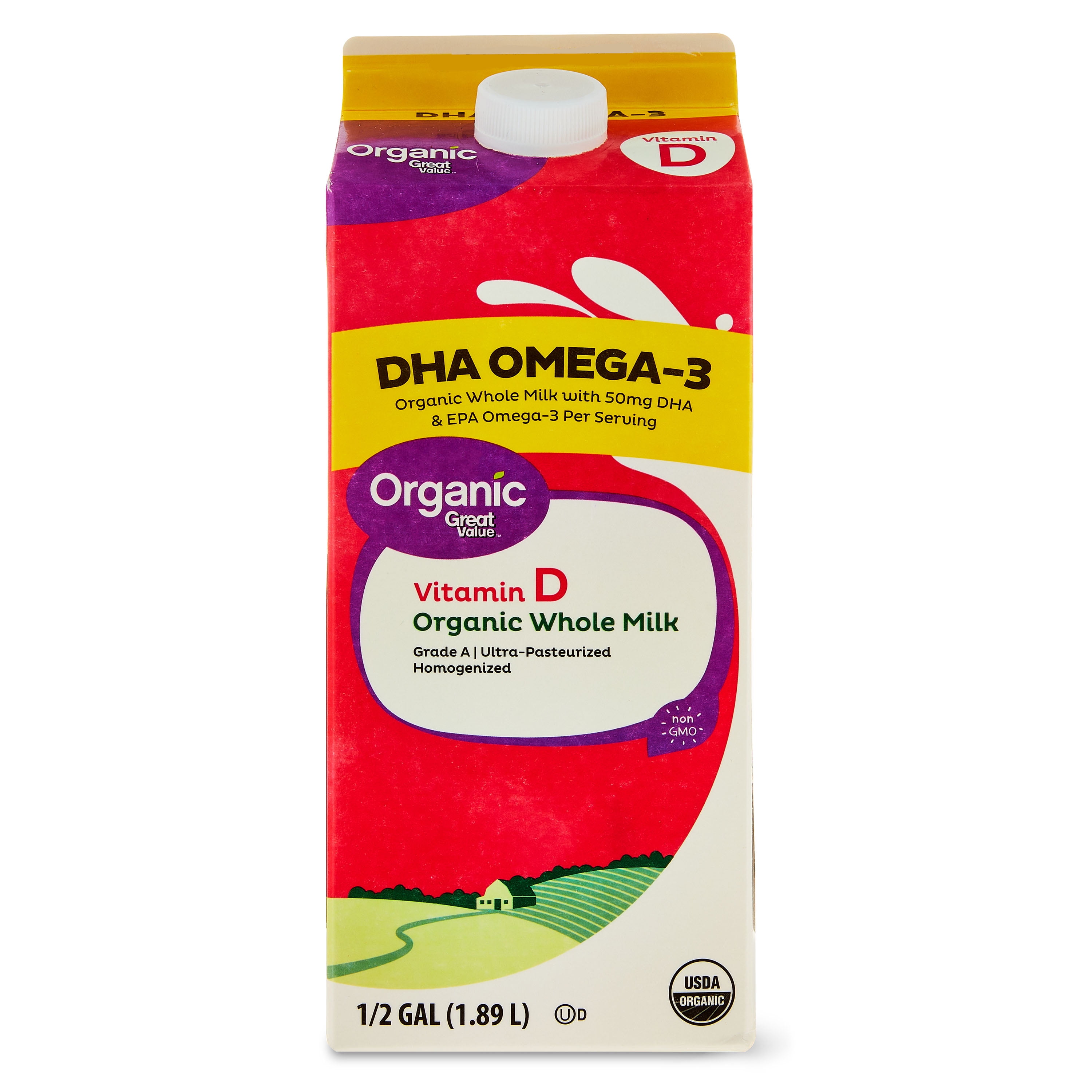 Great Value Organic Whole Milk w/ DHA - Walmart.com