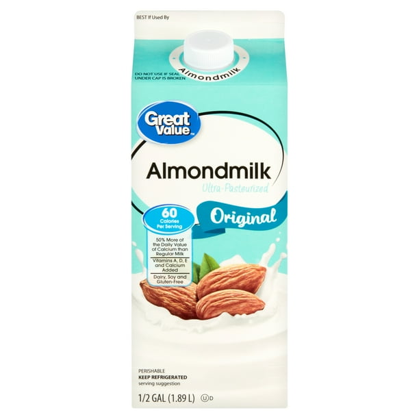 Great Value Original Almond Milk, Half Gallon, 64 fl oz - Walmart ...