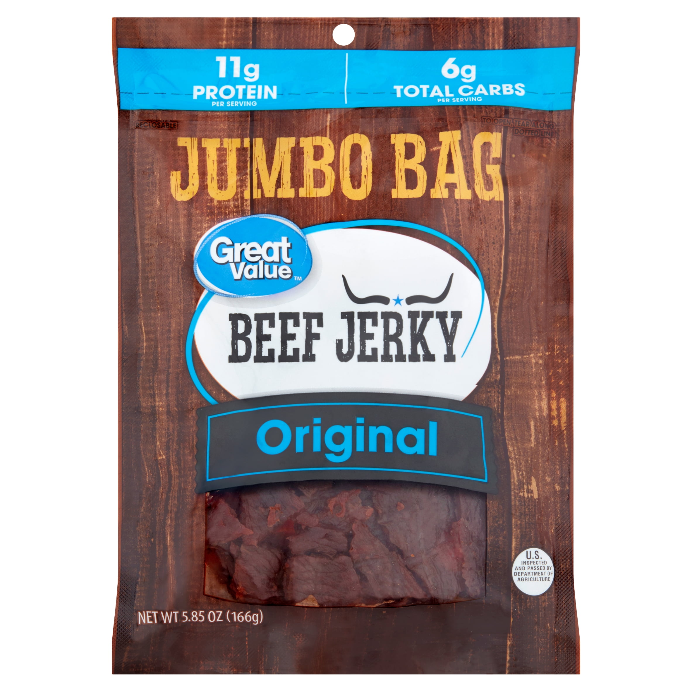 Great Value Original Beef Jerky Jumbo Bag, 5.85 oz - Walmart.com