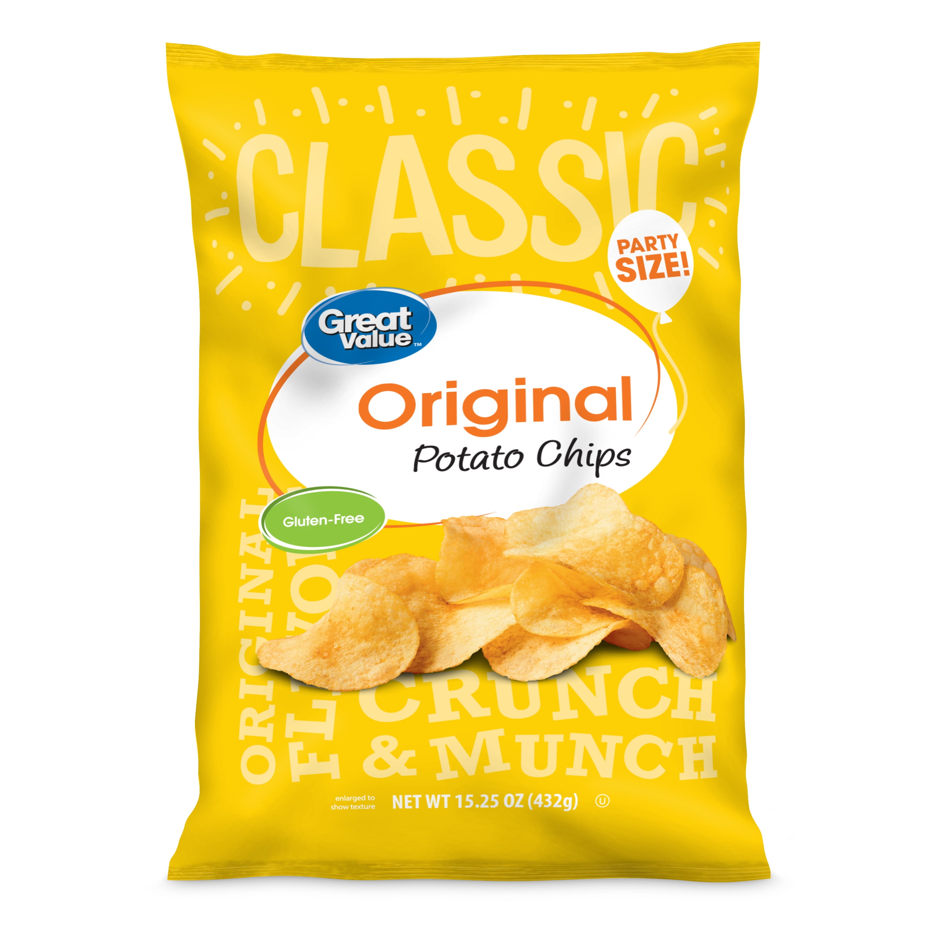 Great Value Original Flavor Potato Chips, Party Size, 15.25 oz ...