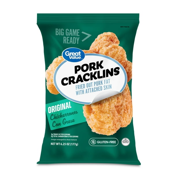 Great Value Original Chicharrones Con Grasa Fried Pork Cracklins, 6.25 ...
