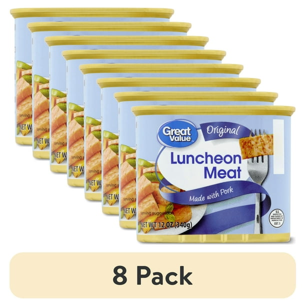 (8 pack) Great Value Original Luncheon Meat, High Protein, 12 oz ...