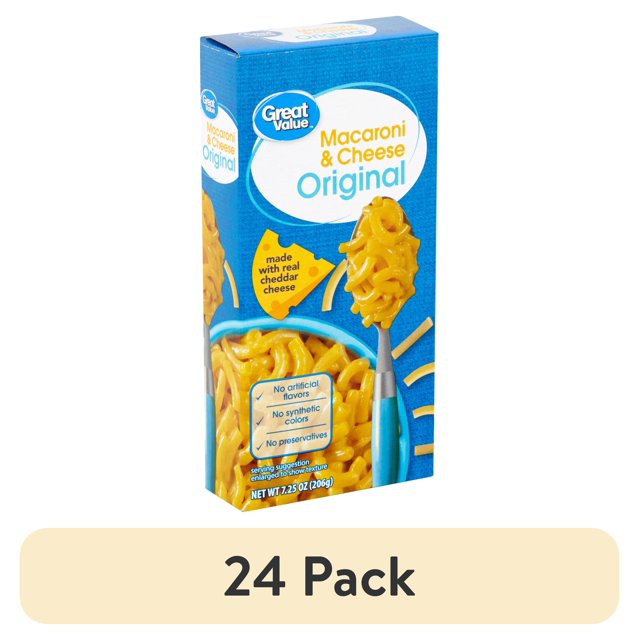 (24 pack) Great Value Original Macaroni & Cheese, 7.25 oz - Walmart.com