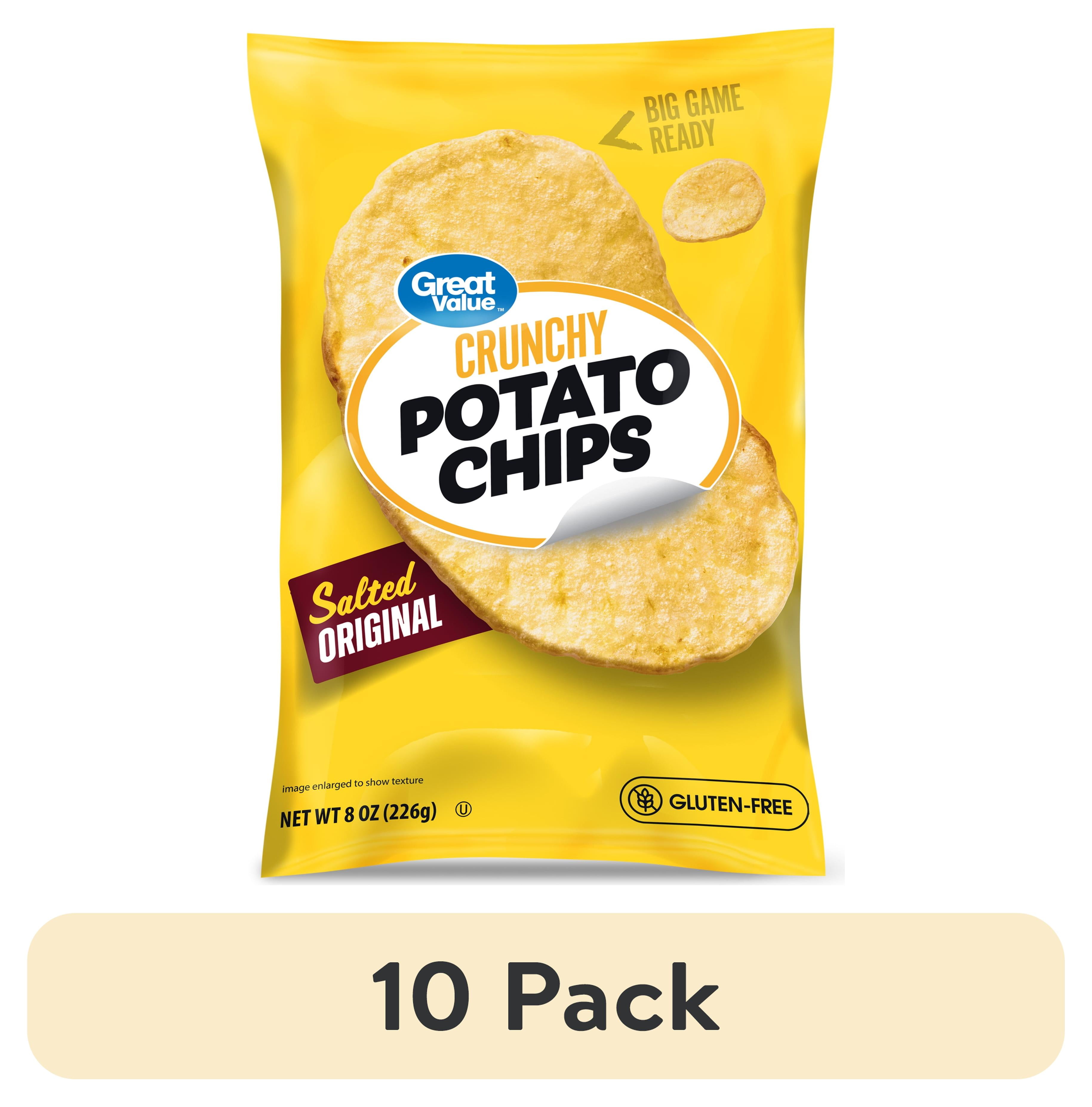 (10 pack) Great Value Original Salted Crunchy Potato Chips, 8 oz ...