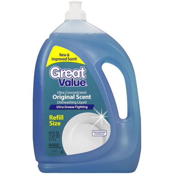 Great Value Original Scent Refill Size Dishwashing Liquid, 60 oz ...