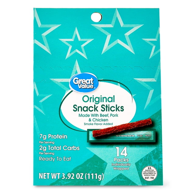 Great Value Original Snack Meat Sticks, 3.92 oz, 14 Count - Walmart.com