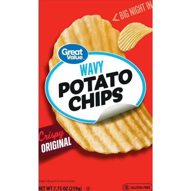 Great Value Original Wavy Potato Chips 7 75 Oz