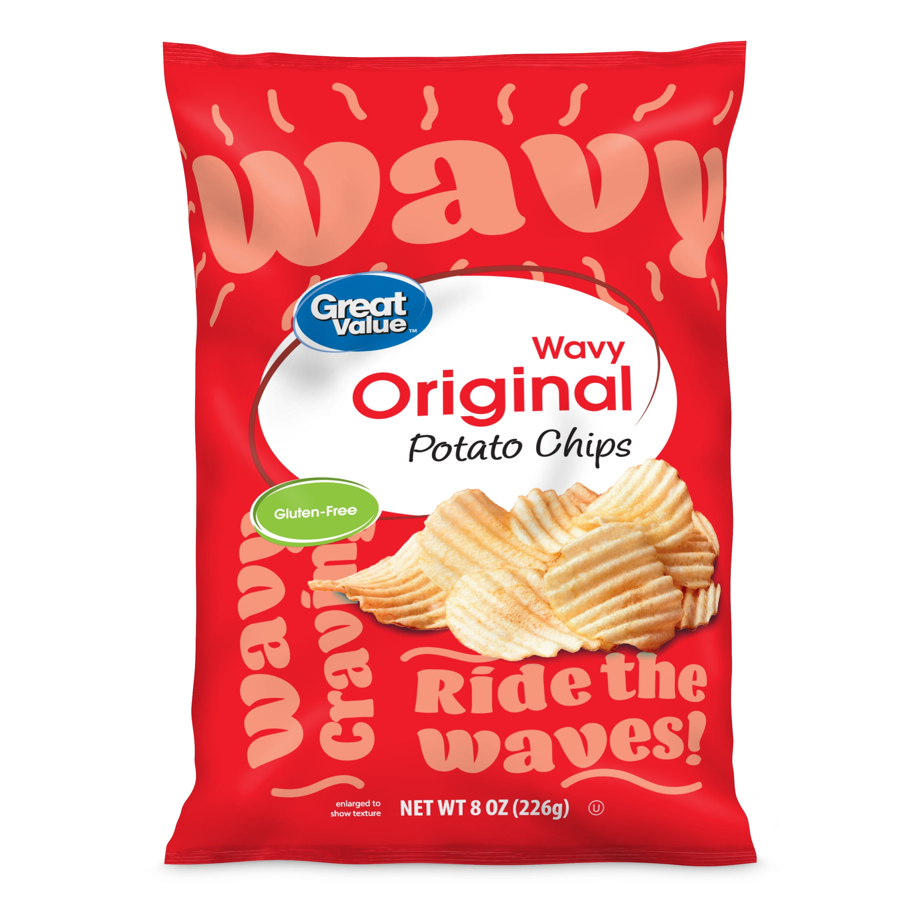 Great Value Original Wavy Potato Chips, 8 oz - Walmart.com
