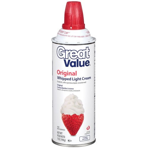 Great Value Original Whipped Light Cream, 7 Oz. - Walmart.com