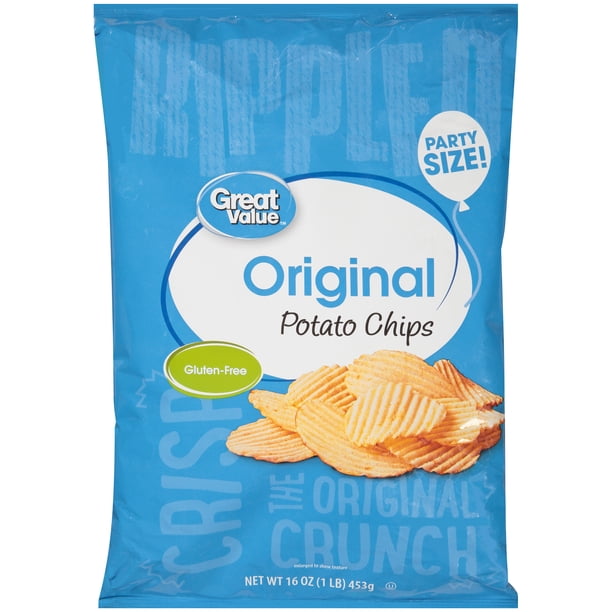 Great Value Original Rippled Potato Chips, 16 oz - Walmart Business ...