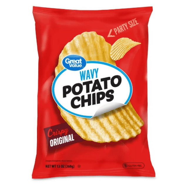 Great Value Party Size Original Wavy Potato Chips, 13 oz - Walmart.com