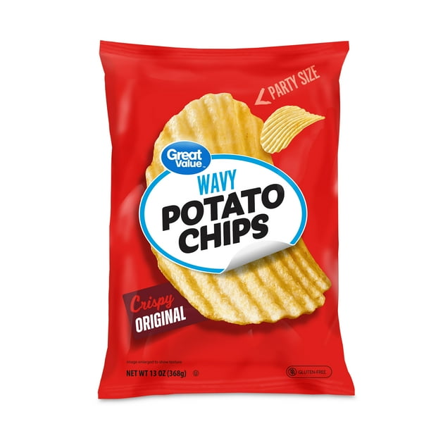 Great Value Party Size Original Wavy Potato Chips, 13 oz - Walmart Business Supplies