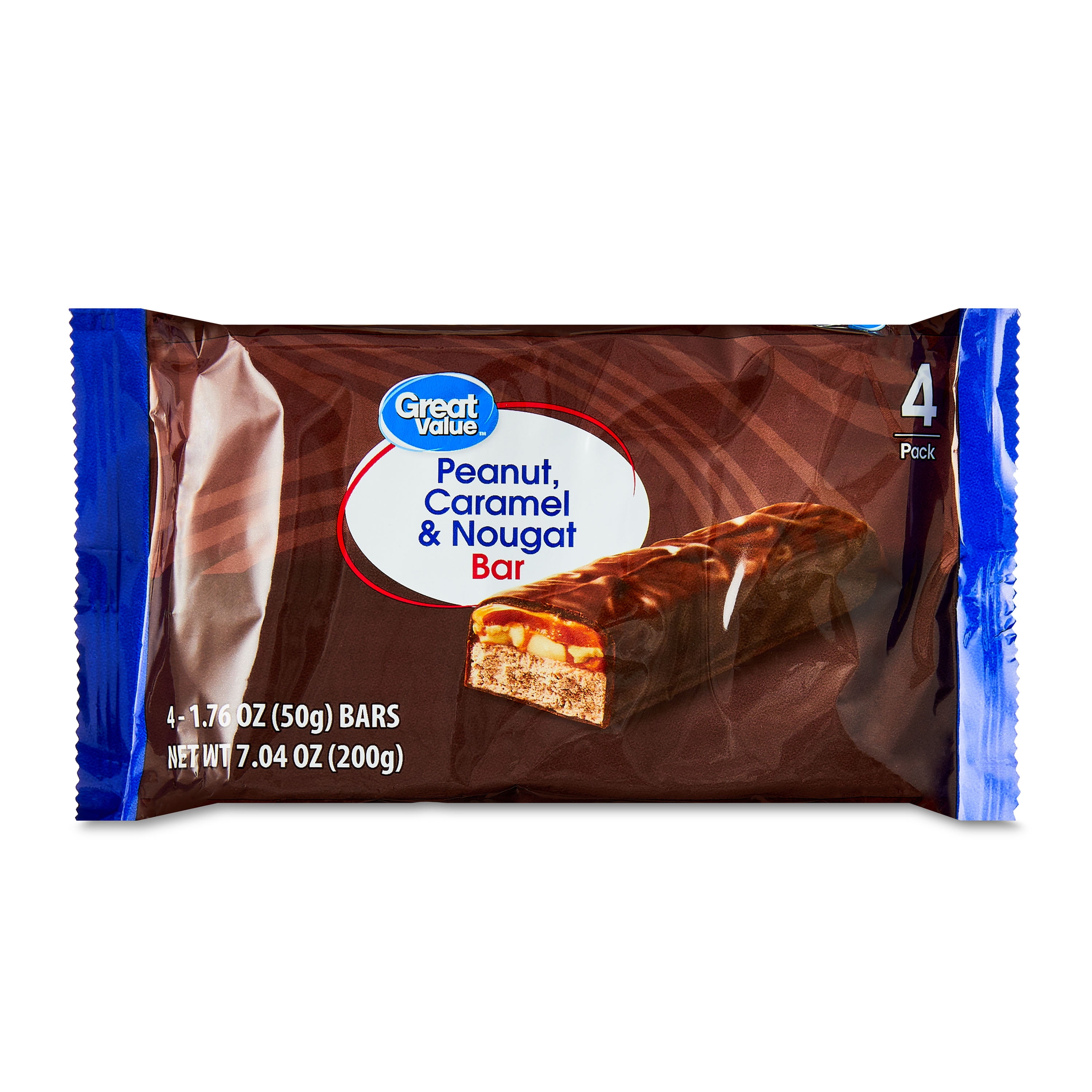 Great Value Peanut, Caramel & Nougat Bars, 11.04 oz, 4 Pack - Walmart.com