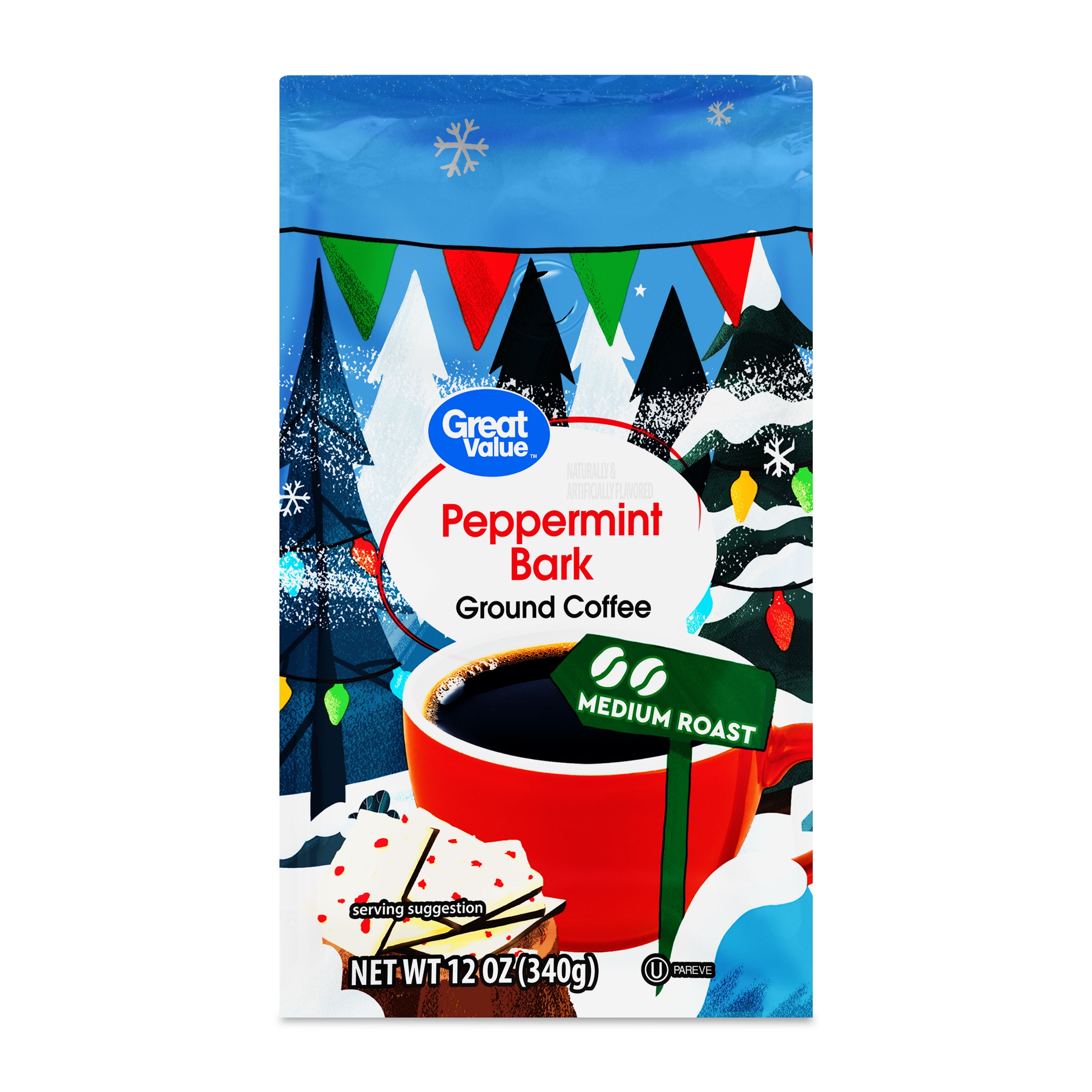 Great Value Peppermint Bark, Medium Roast, Ground Coffee, 12 oz ...