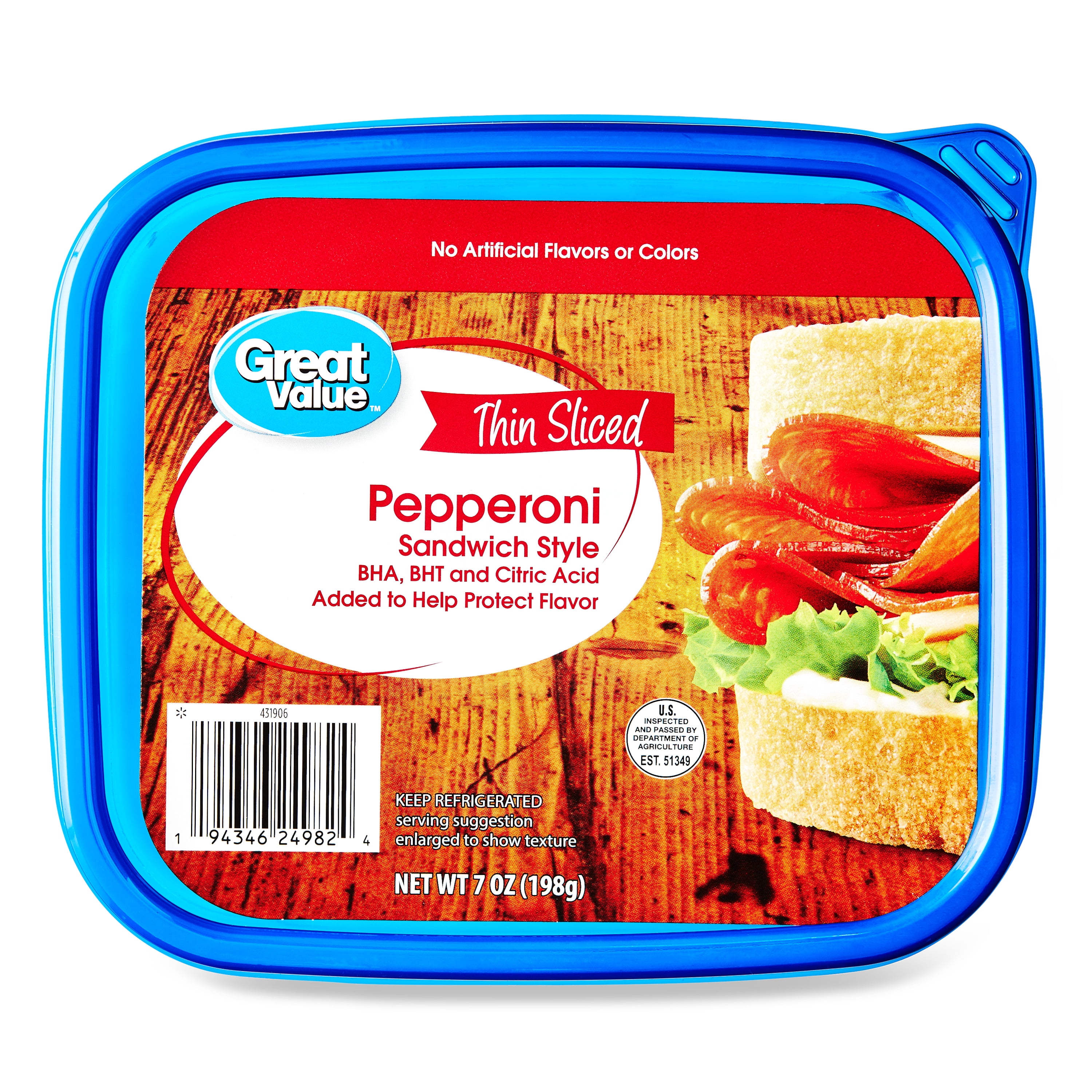 Great Value Thin-Sliced Sandwich-Style Pepperoni, 7 oz - Walmart ...