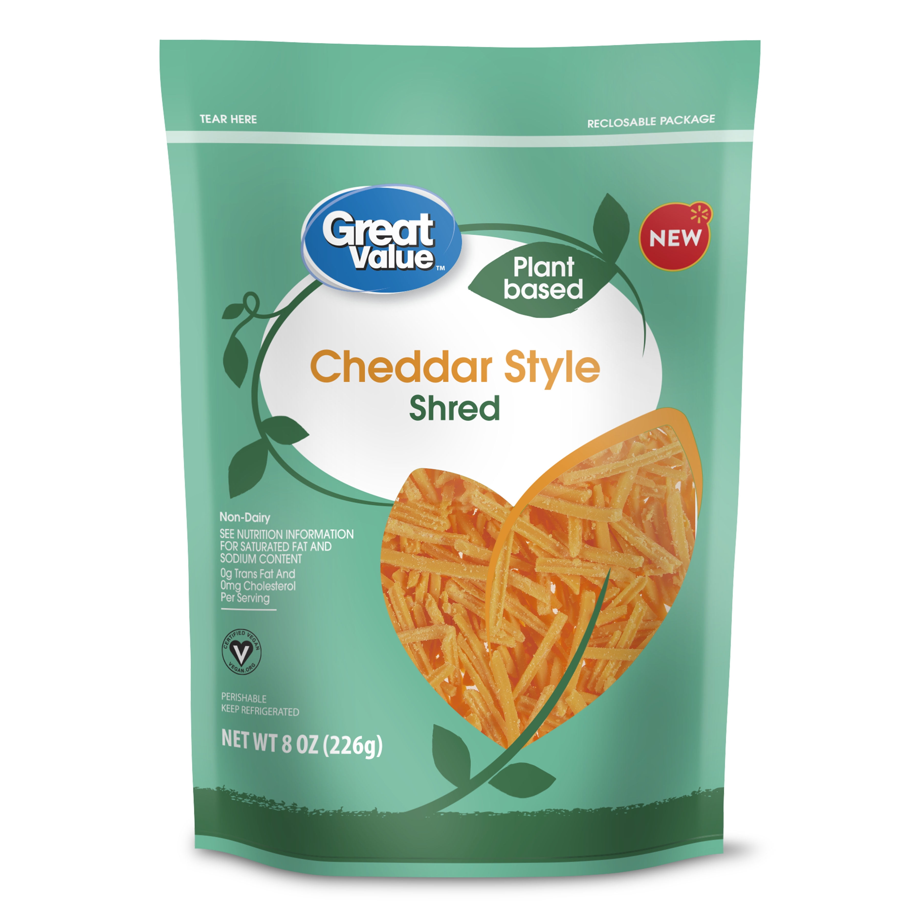 Great Value Plant Based Cheddar Style Shreds, 8 oz - Walmart.com