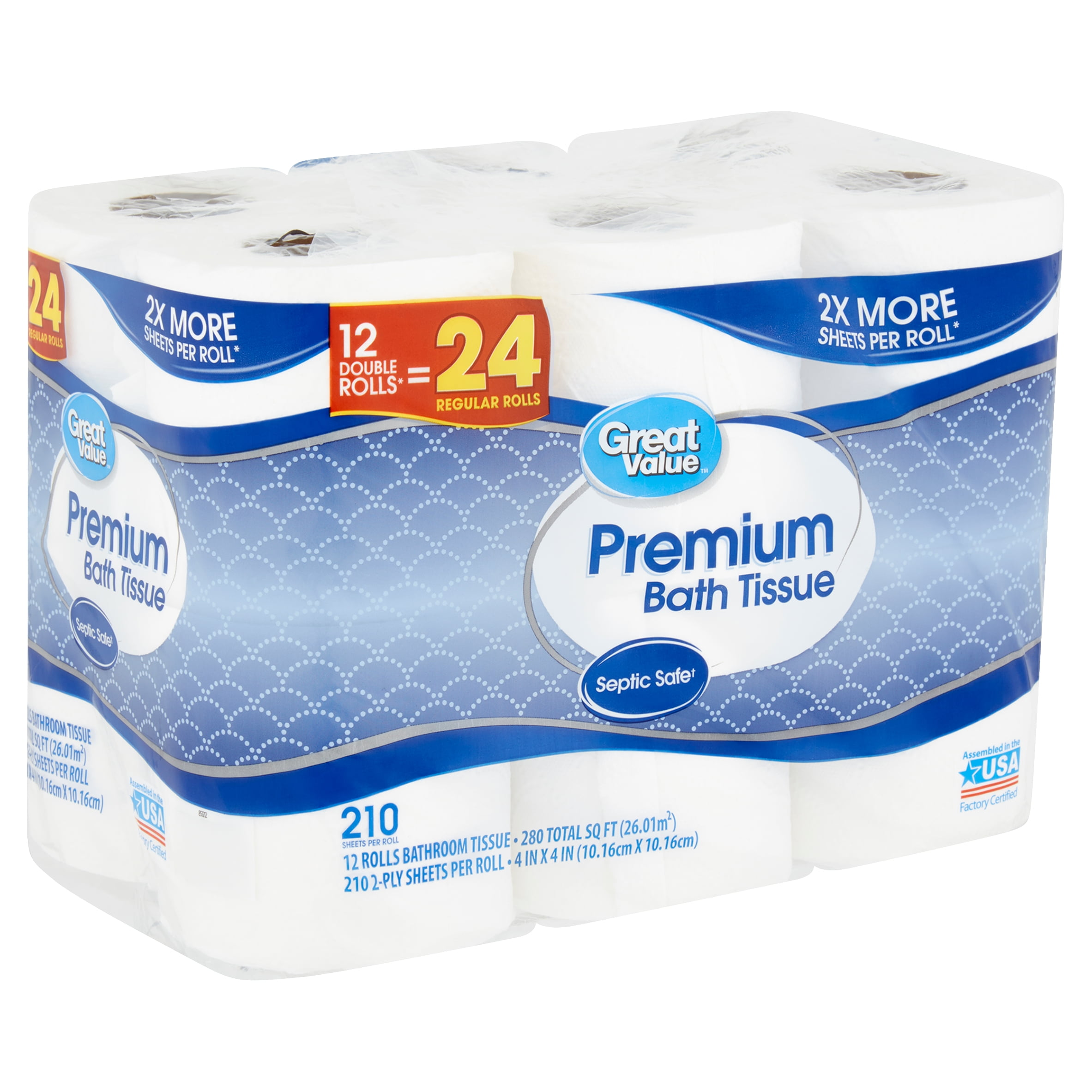 Great Value Premium Bath Tissue,12 Double Rolls - Walmart.com