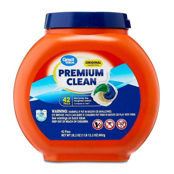 Great Value Laundry Detergent Pacs, Original Scent, 42 Count, Powerful ...