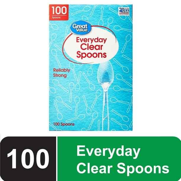 Great Value Plastic Everyday Clear Spoons, 100 Count - Walmart Business ...