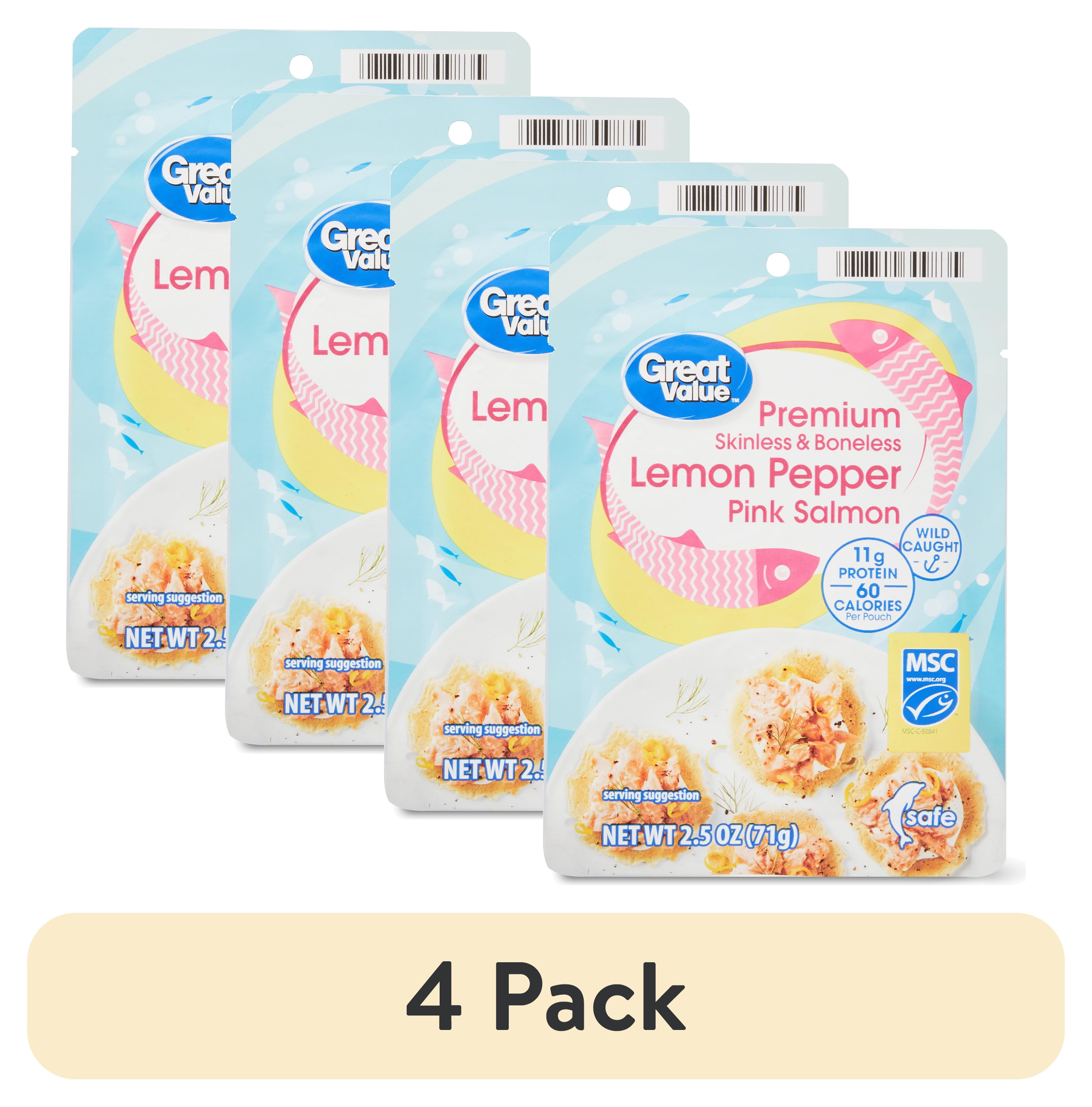 (4 pack) Great Value Premium Skinless & Boneless Lemon Pepper Pink ...