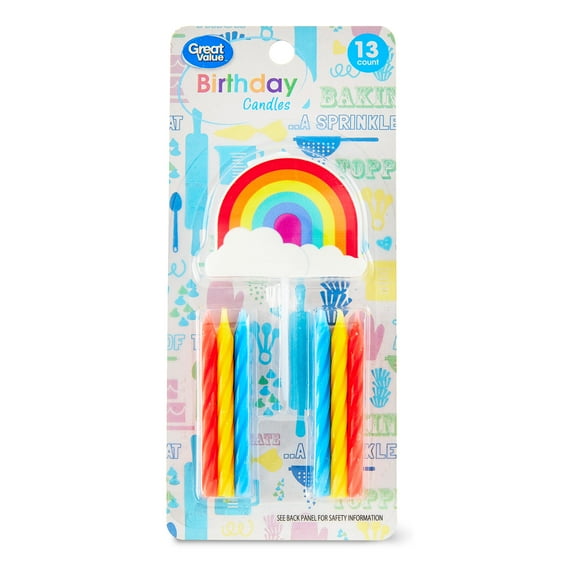 Great Value Rainbow Multicolor Birthday Candles, 13 Count - Walmart.com