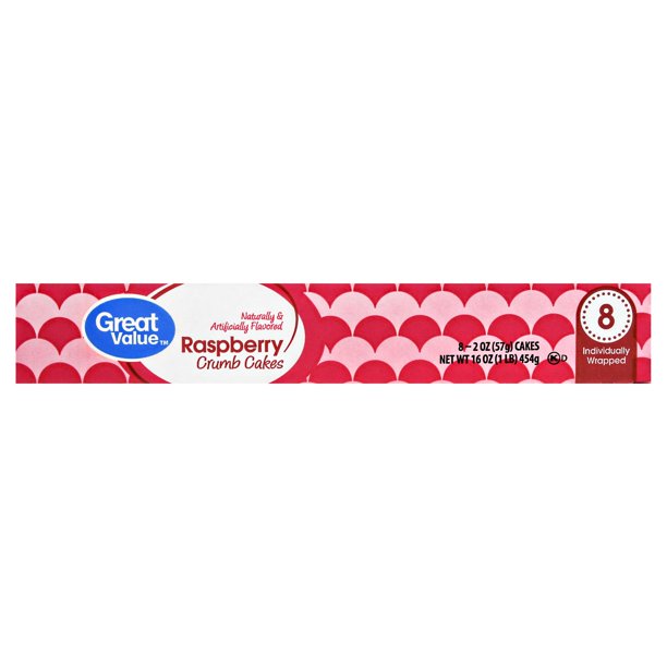 Great Value Raspberry Crumb Cakes, 16 oz, 8 Count - Walmart Business ...