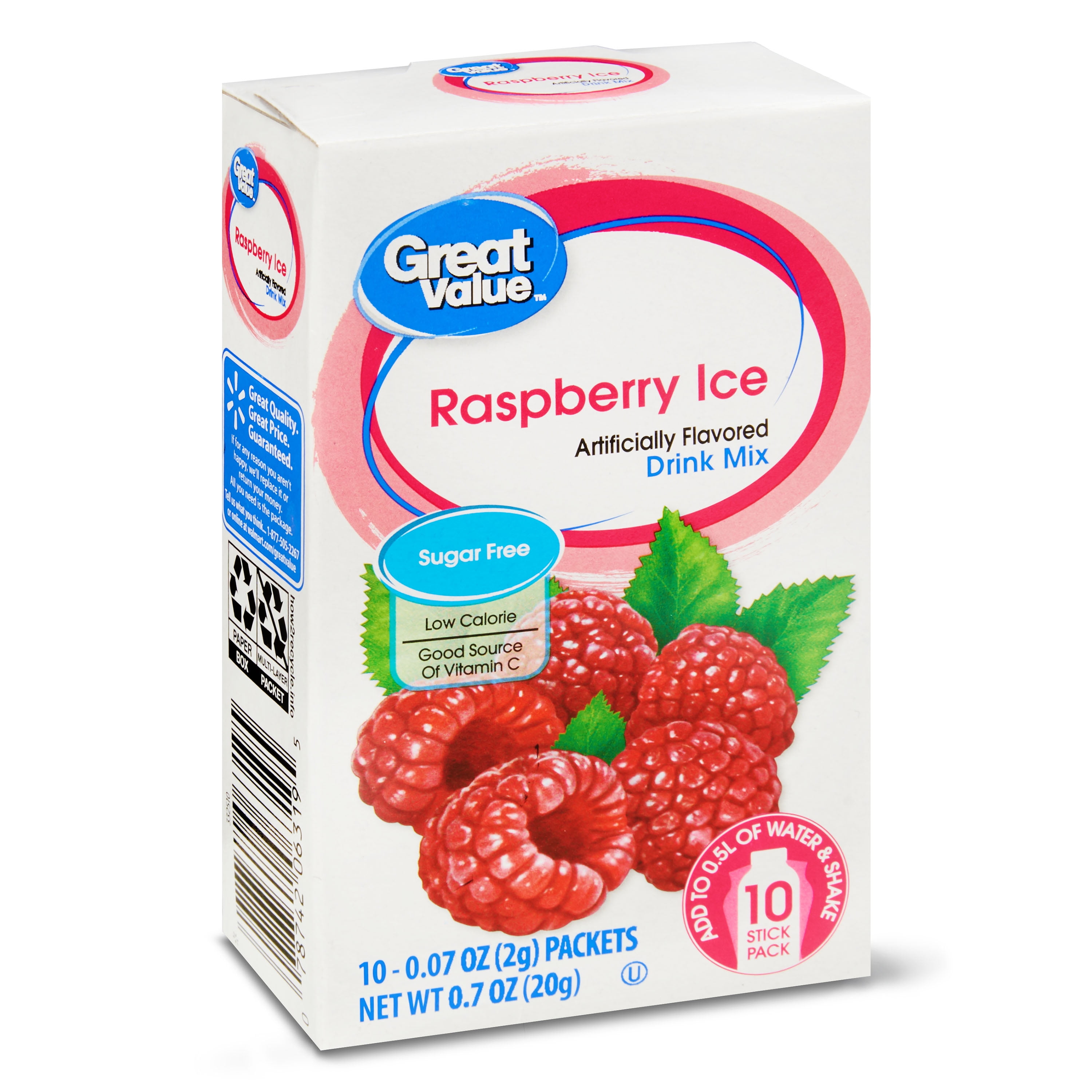 Great Value Raspberry Ice Drink Mix, 0.07 Oz, 10 Ct - Walmart Business ...