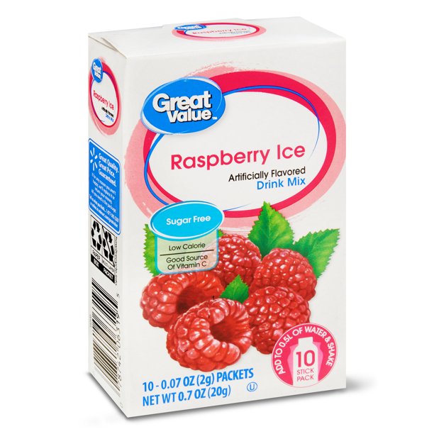 Great Value Raspberry Ice Drink Mix, 0.07 Oz, 10 Ct - Walmart Business ...