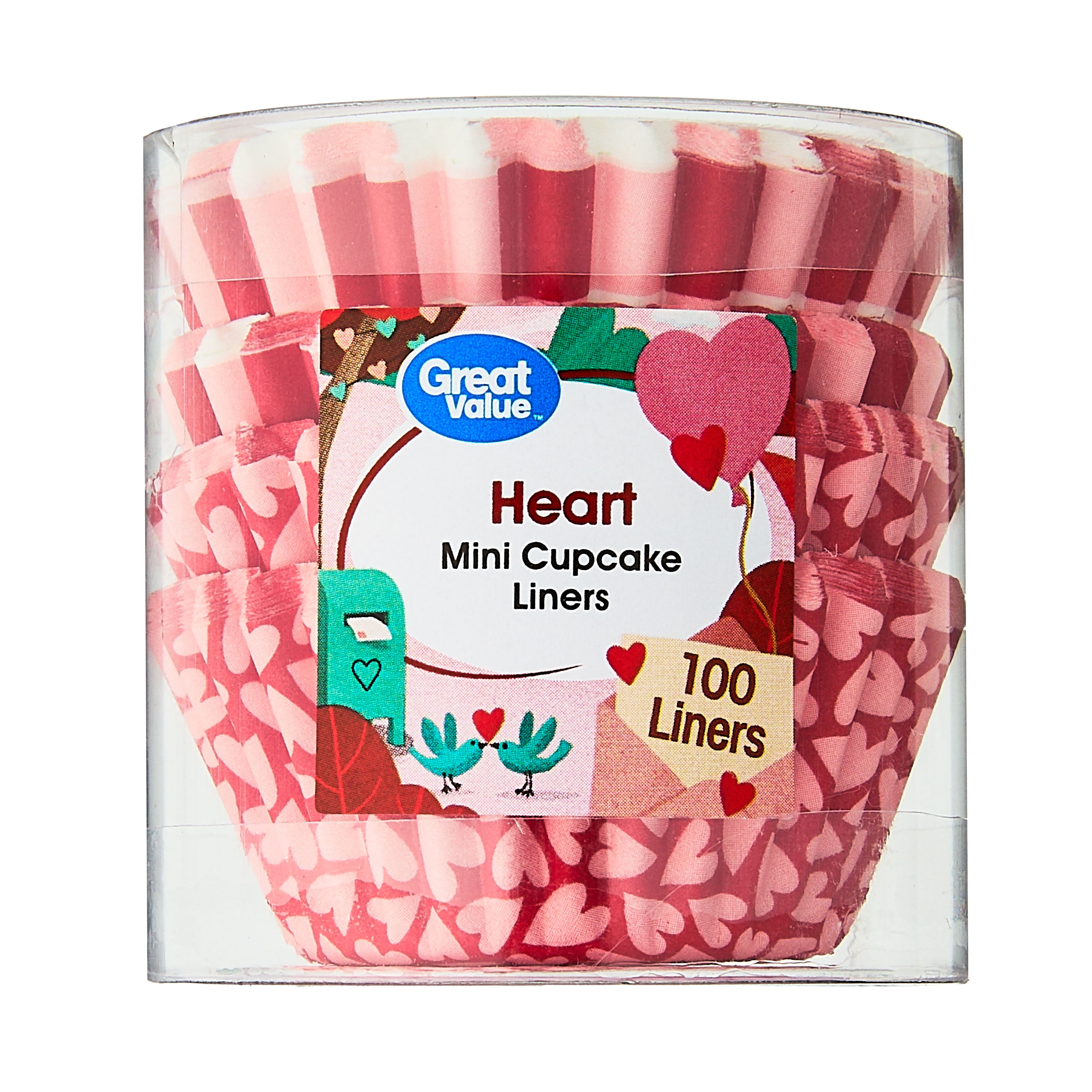 Great Value Red Heart Mini Cupcake Liner, 100 Count - Walmart.com